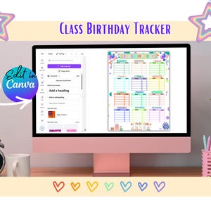 Editable Classroom Birthday Tracker: Printable Calendar, Canva Template ...