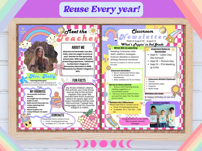 Retro Groovy Teacher Template Bundle | Back to School Open House ...
