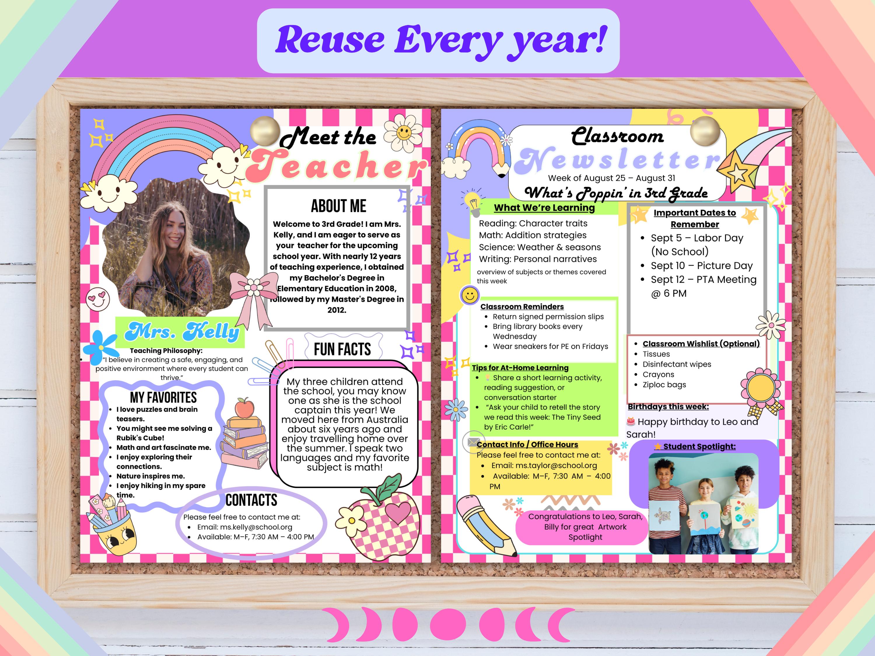 Retro Groovy Teacher Template Bundle | Back to School Open House ...