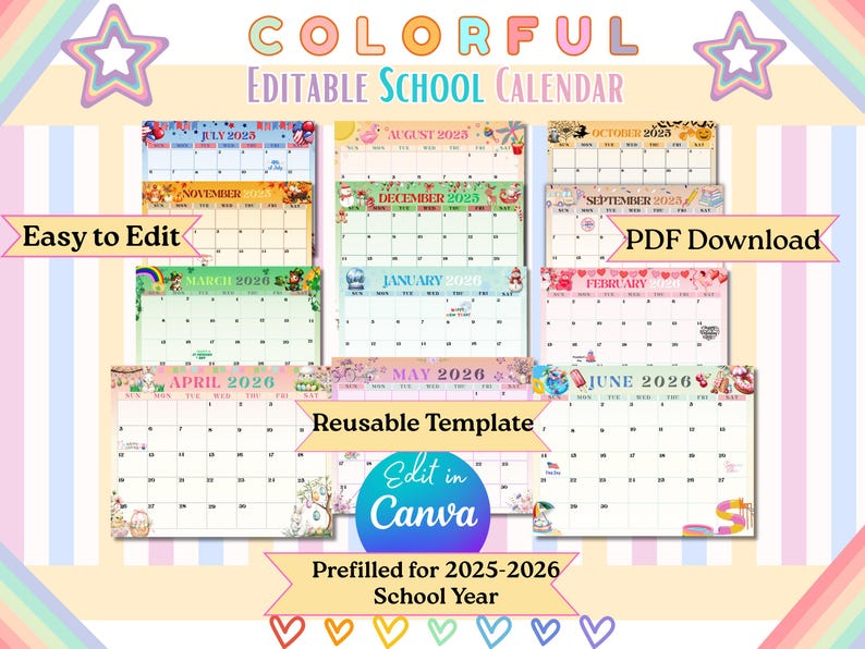 Kids Teacher Monthly Calendar August 2025–august 2026, School Planner ...