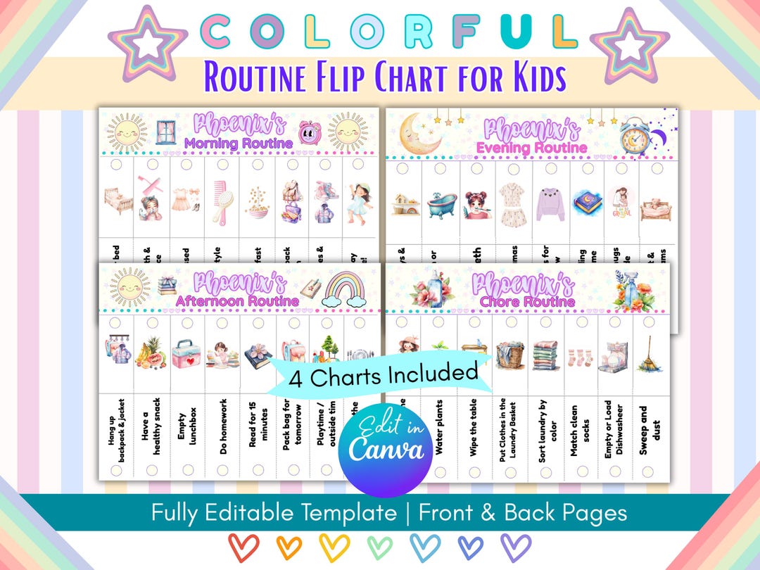 Editable Kids Visual Routine Flip Charts Colorful Morning Afternoon ...