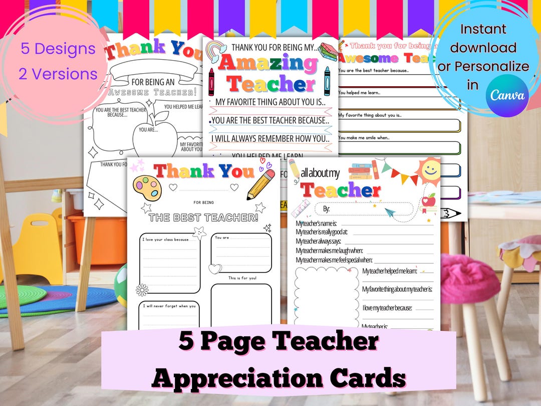 Teacher Appreciation Card Printable | All About My Teacher Coloring ...