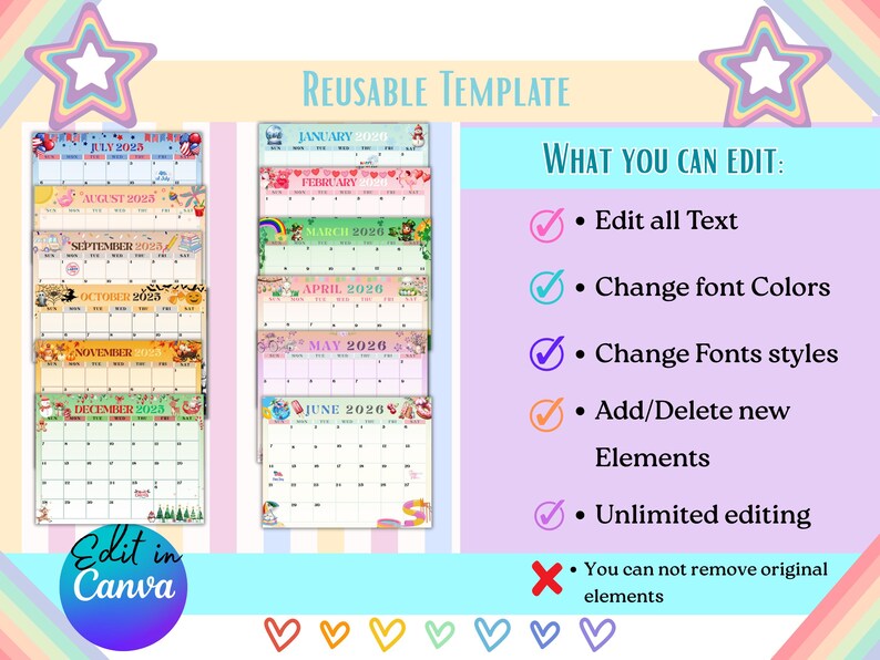 Kids Teacher Monthly Calendar August 2025–august 2026, School Planner ...