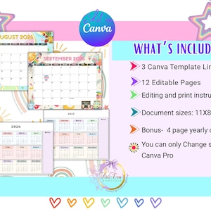2026 Monthly Themed Calendar Canva Template | Editable Printable ...