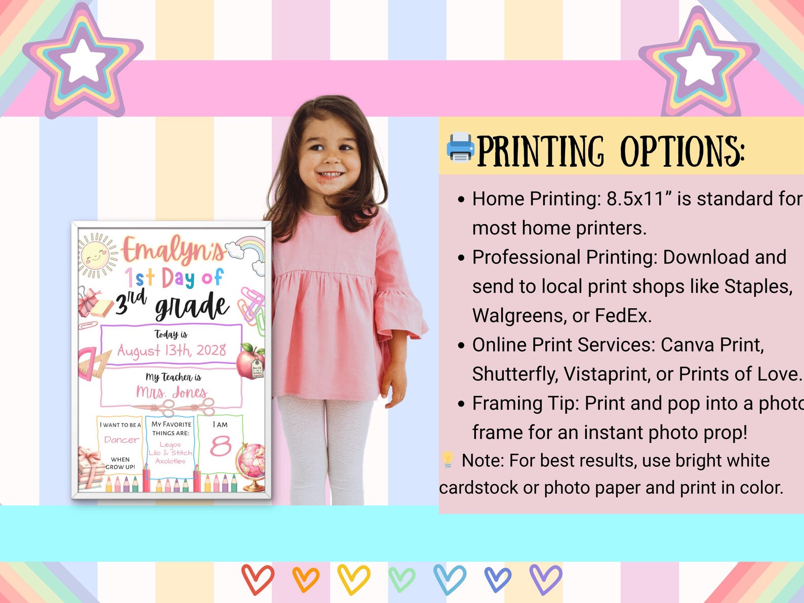 First Day of School Sign: Editable Photo Prop, Reusable Canva Template ...