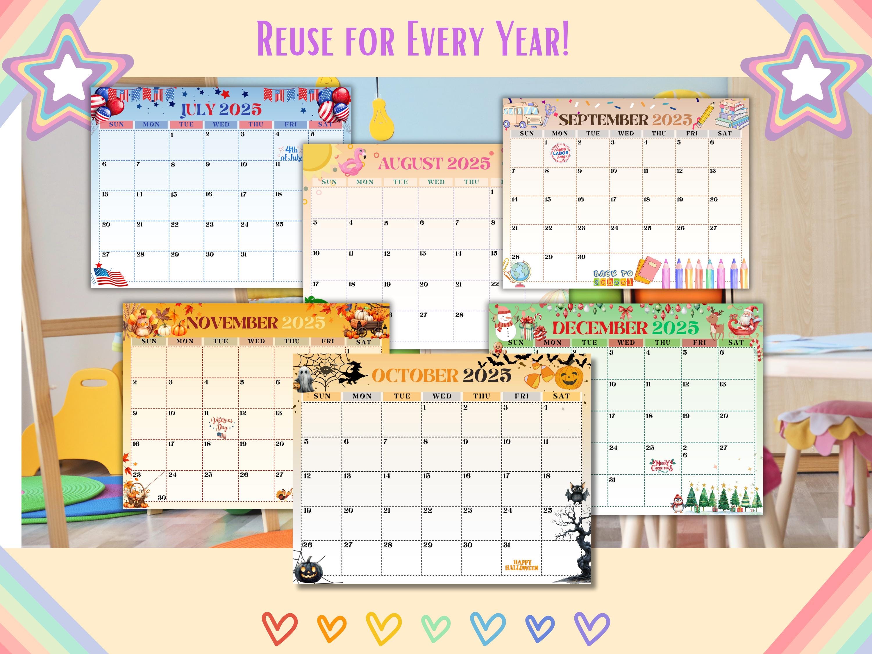 Kids Teacher Monthly Calendar August 2025–august 2026, School Planner ...