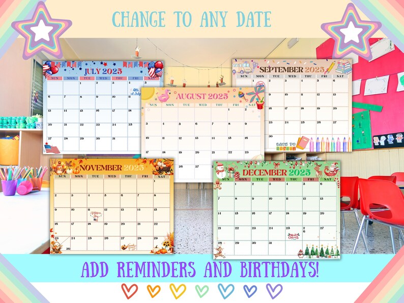 Kids Teacher Monthly Calendar August 2025–august 2026, School Planner ...