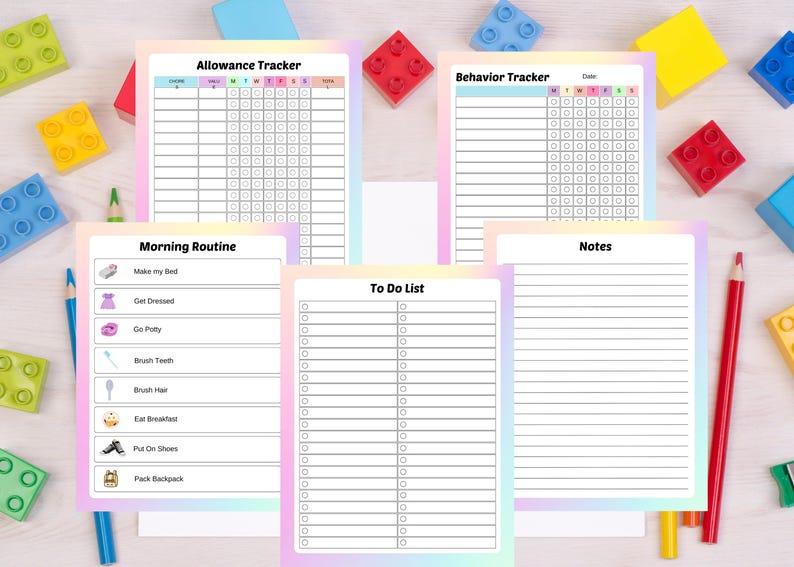 Kids Chore Chart Printable Editable Responsibility Tracker Digital ...