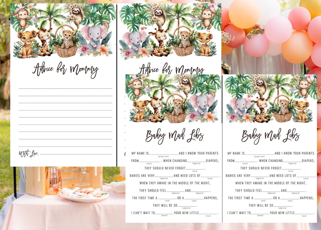 Safari Jungle Baby Shower Game Bundle: 9 Fun Games (editable Canva ...