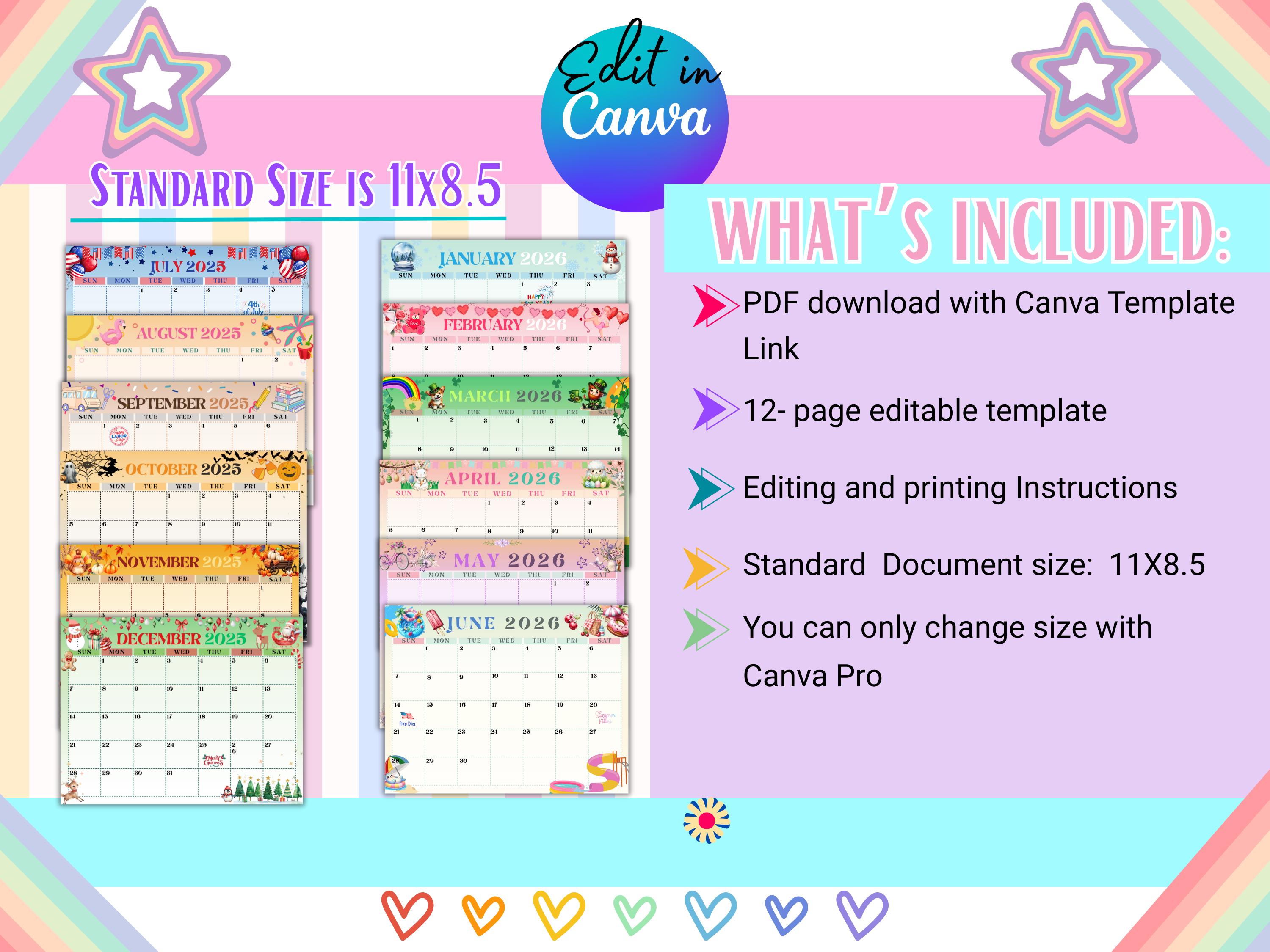 Kids Teacher Monthly Calendar August 2025–august 2026, School Planner ...