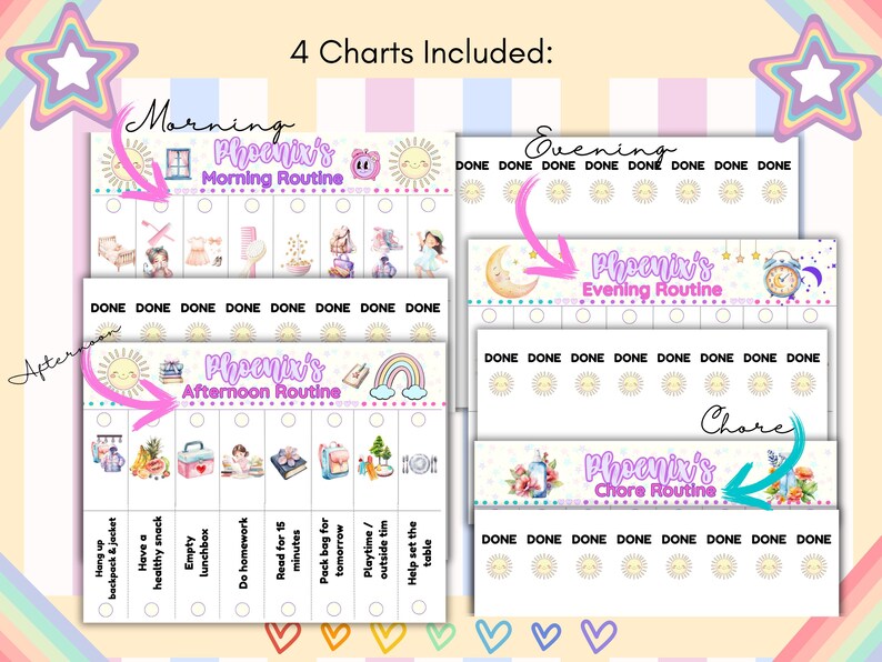 Editable Kids Visual Routine Flip Charts Colorful Morning Afternoon ...