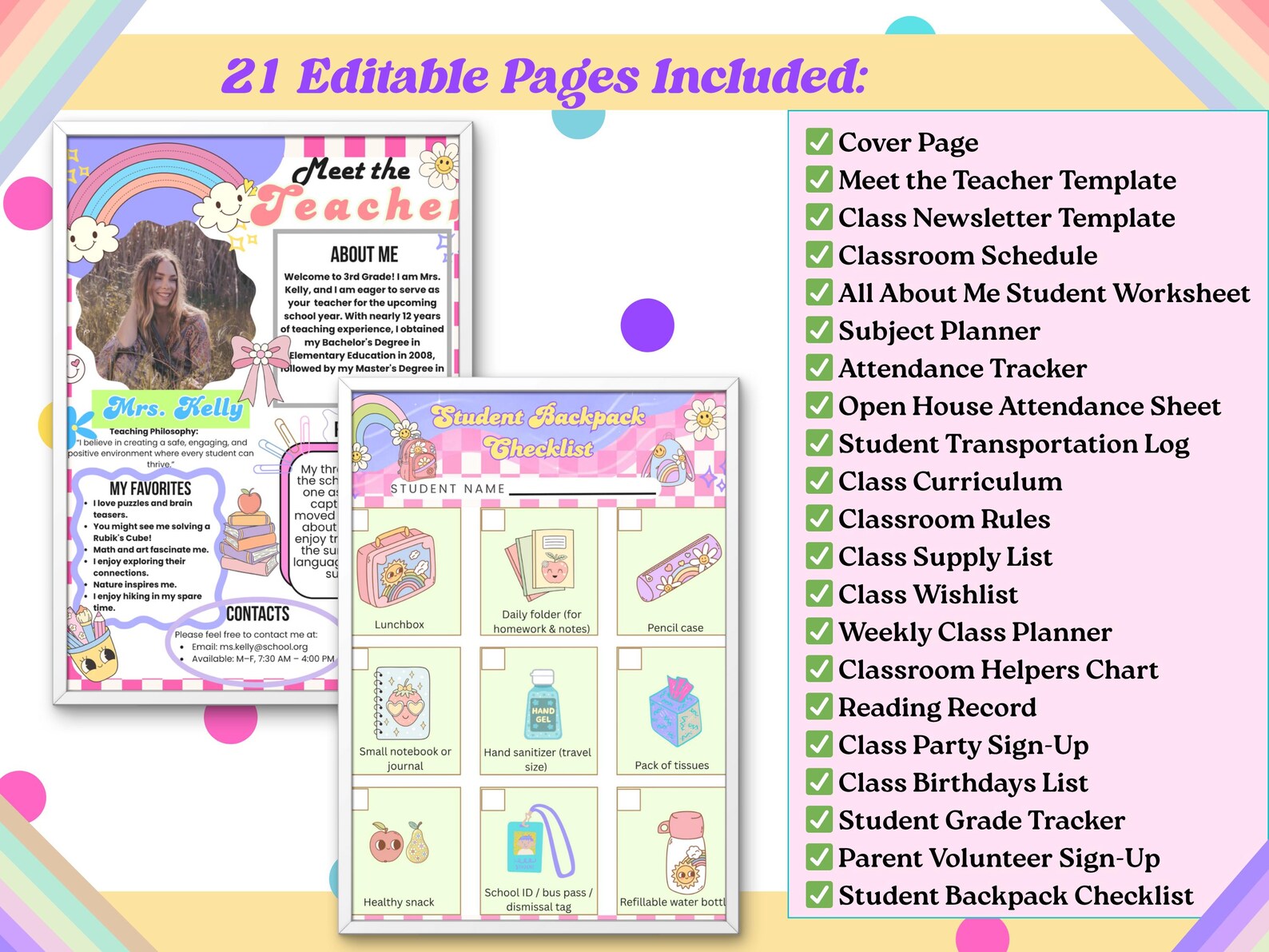 Retro Groovy Teacher Template Bundle | Back to School Open House ...