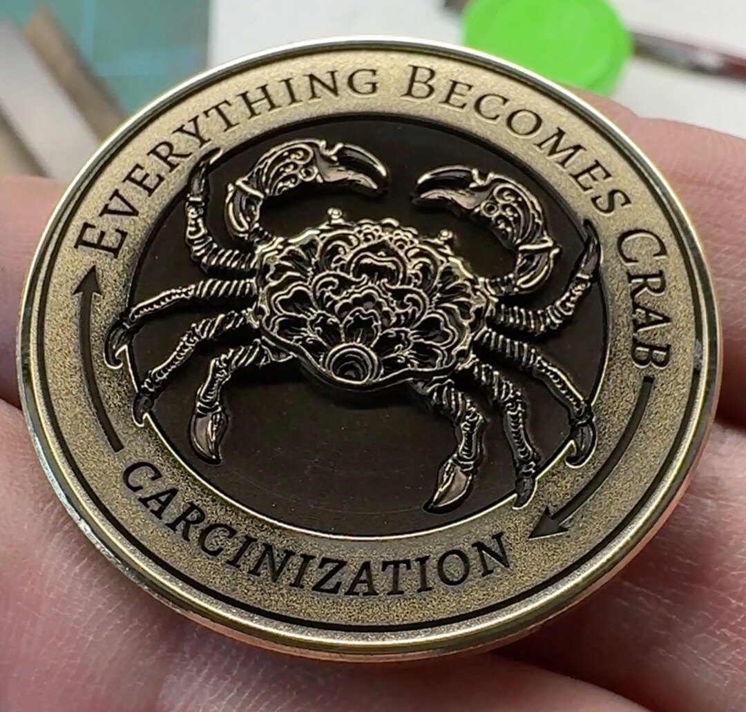 3D Ornate Crab Coin Design for Fiber Laser Engraving - Carbonization - Etsy