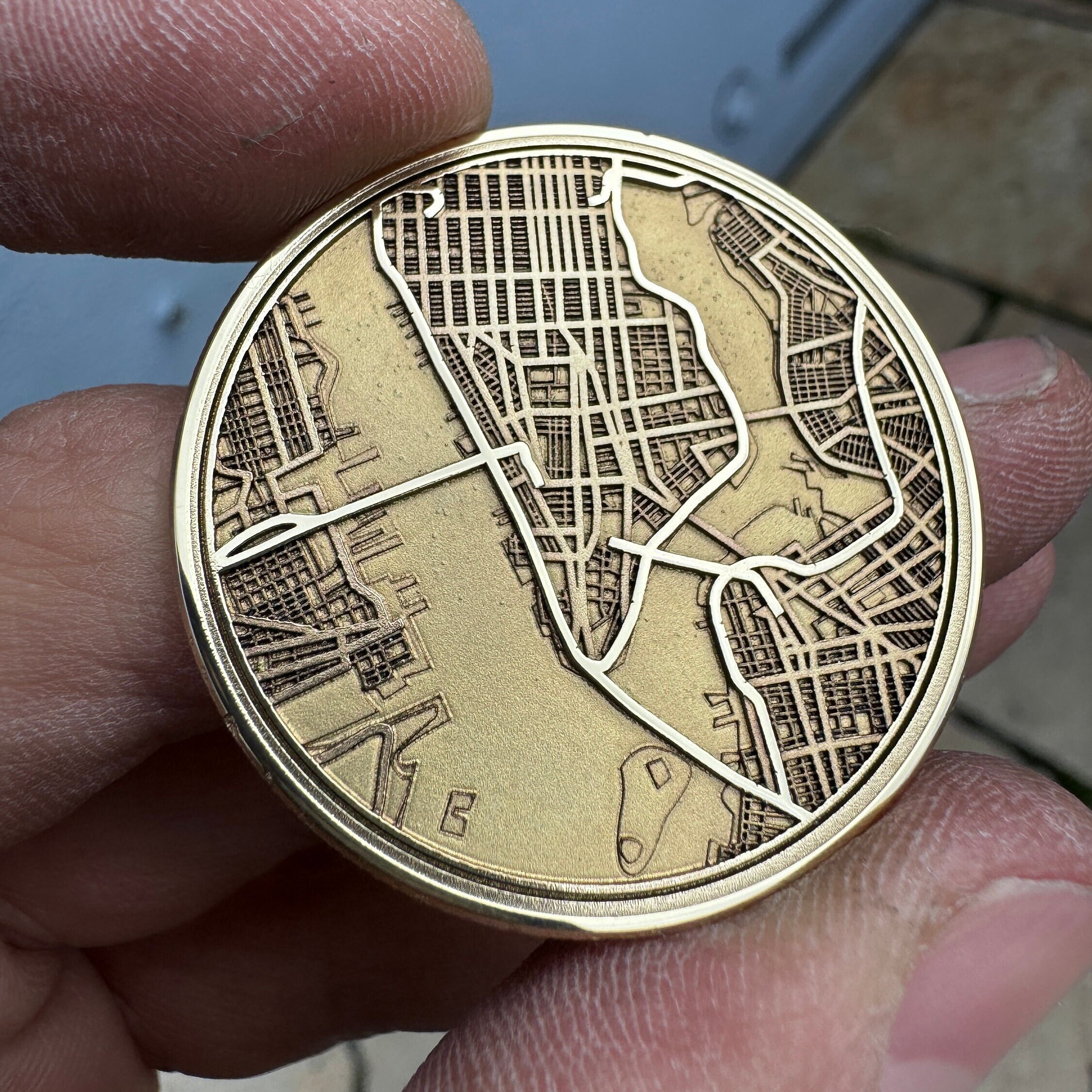 NYC New York Street Map Multi-layer Coin Design for Fiber Laser ...