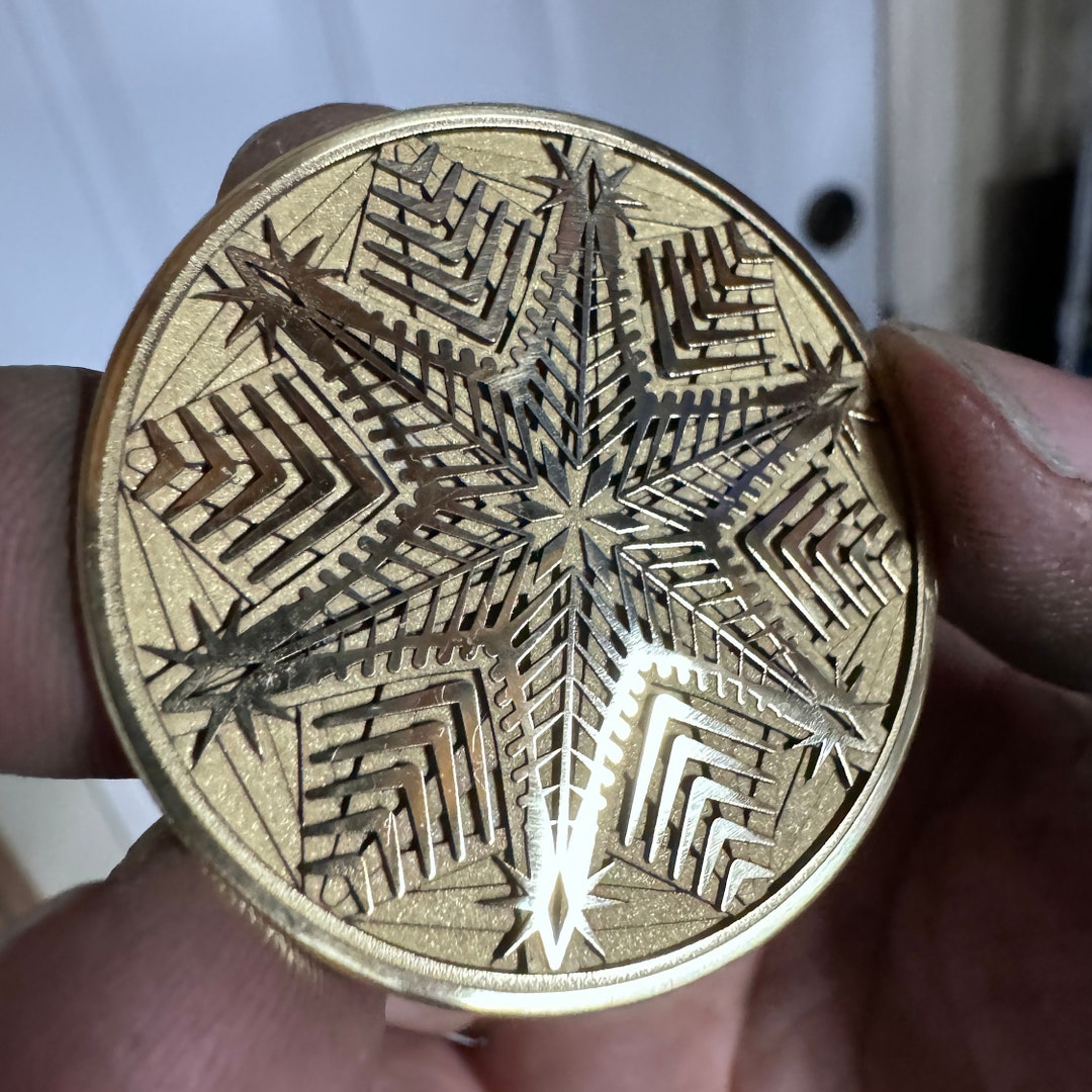 Snowflake Motif Multi-layer Coin Design for Fiber Laser Engraving - Etsy