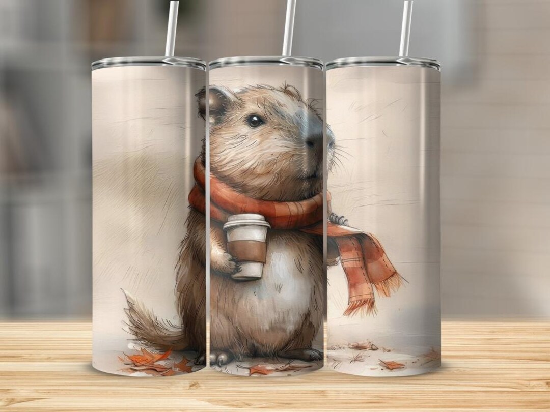 Cute Capybara Animal Art Tumbler Wrap, Capybara Illustration, Digital ...