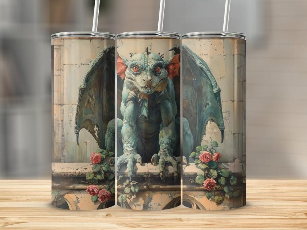 Fantasy Gargoyle Digital Tumbler Wrap 20 Oz PNG, Gothic Gargoyle ...