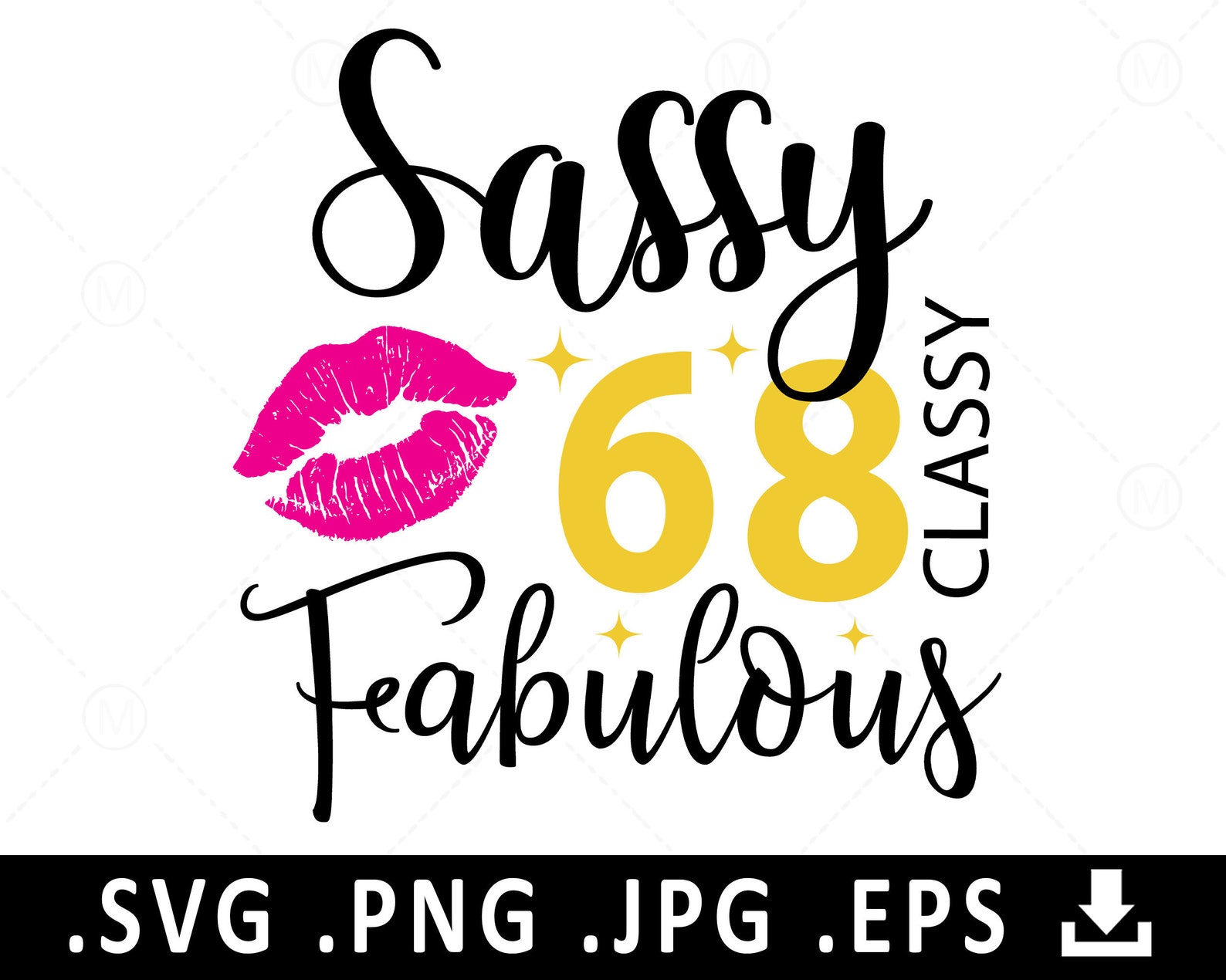 68 Years Old SVG Birthday Gift for Women SVG Funny Birthday | Etsy