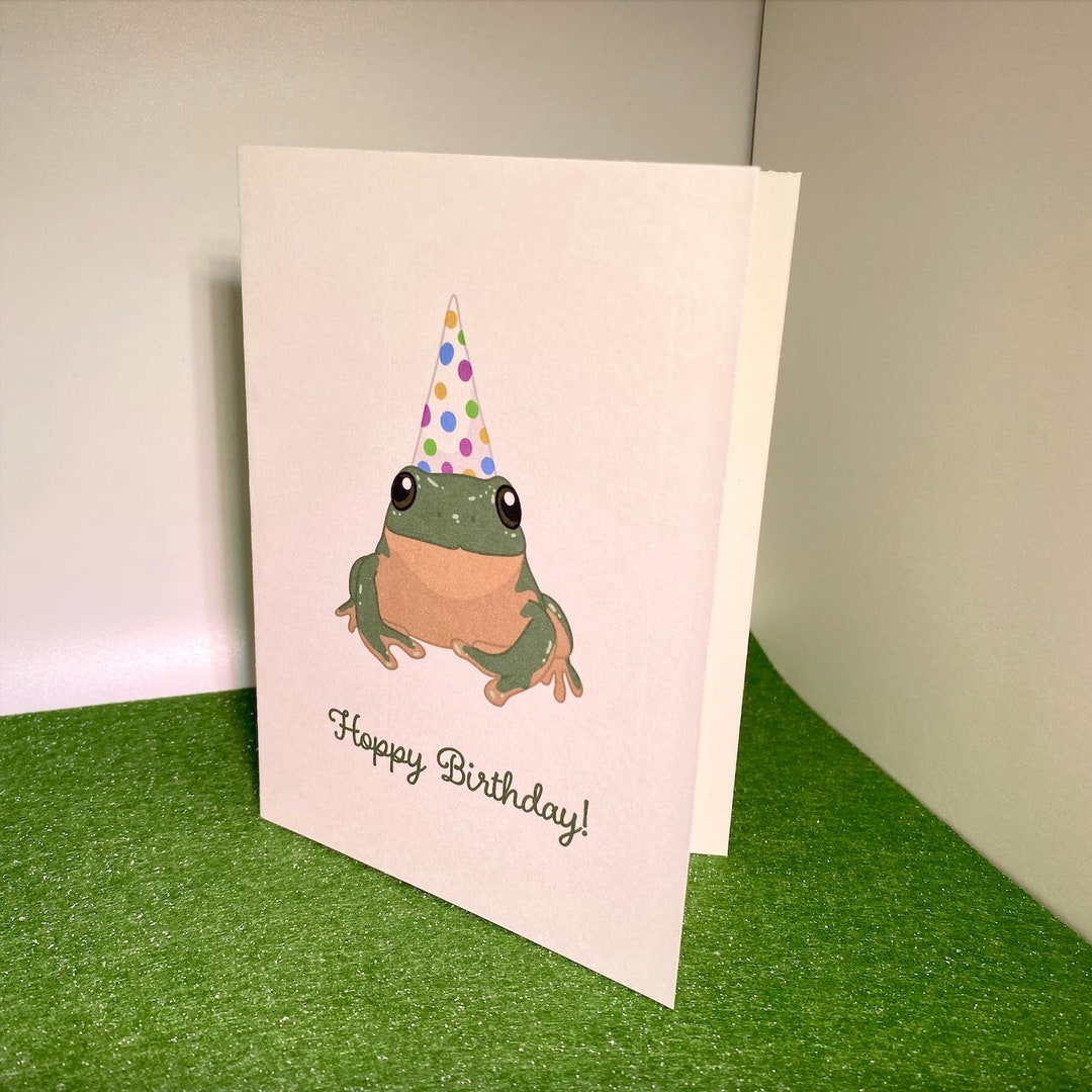Hoppy Birthday, Frog Themed Birthday Card - Etsy