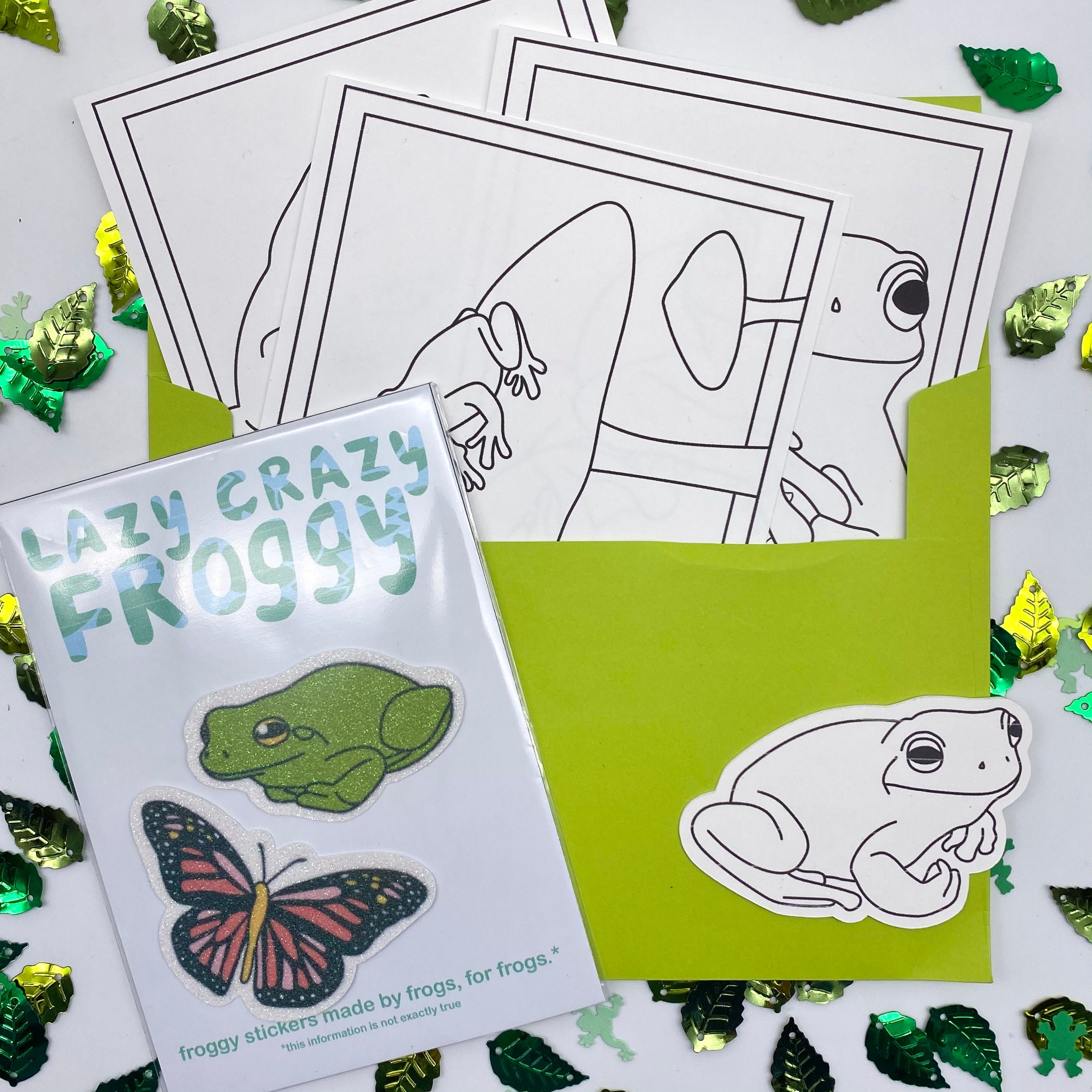 Frog and Butterfly Glitter Sticker Pack - Etsy