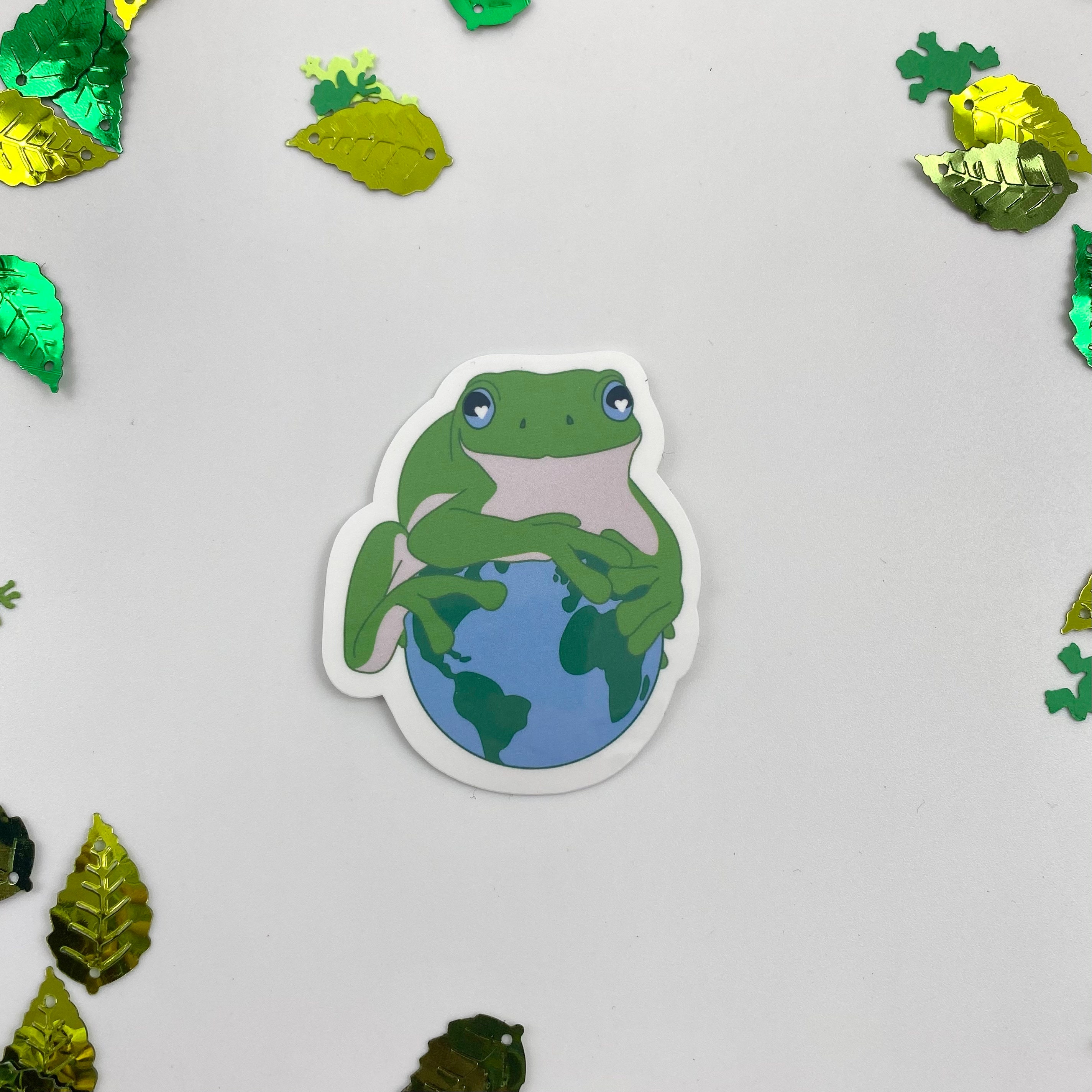 Frog on Top of the World Vinyl Sticker - Etsy Singapore