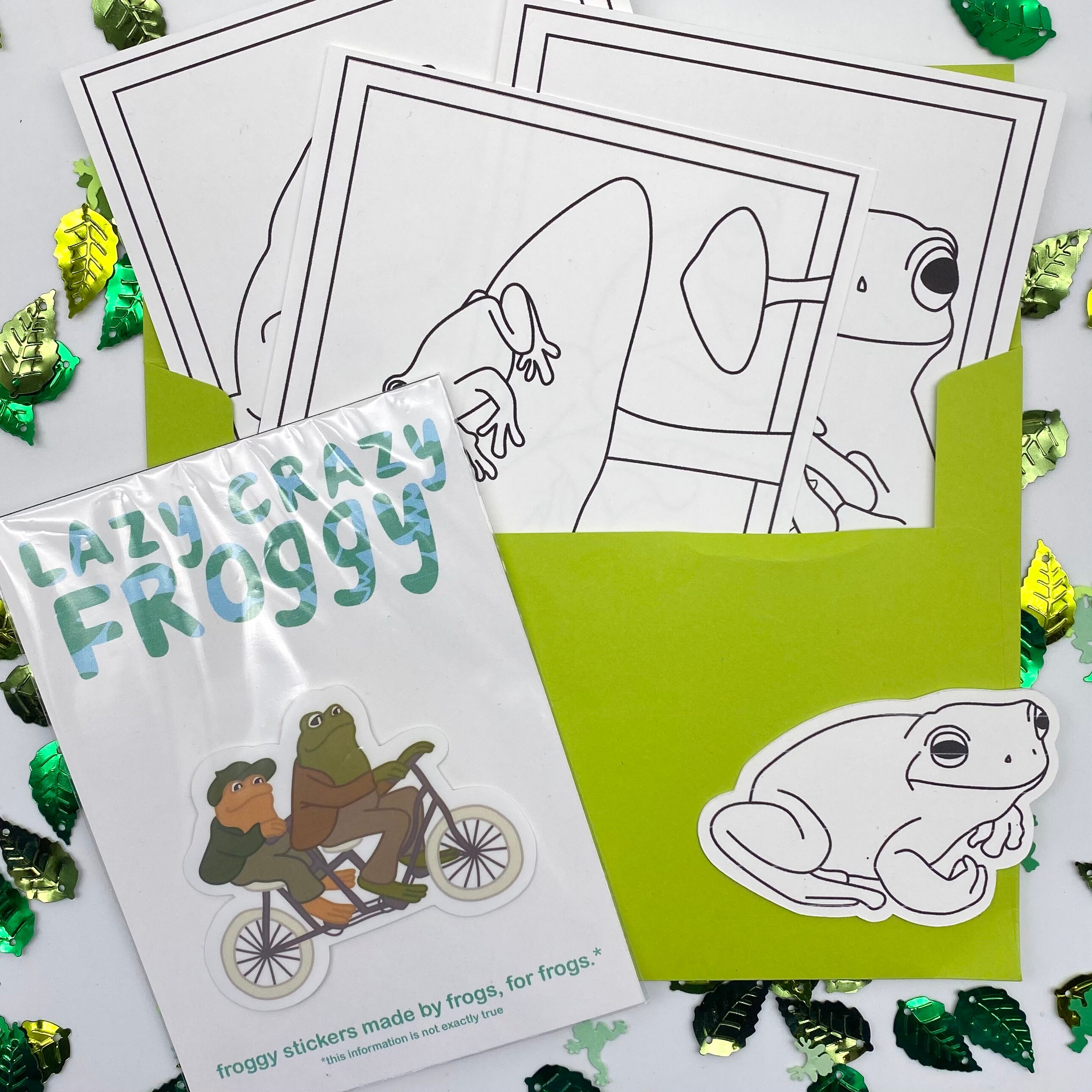 Frog and Toad on a Bike Vinyl Sticker | Etsy