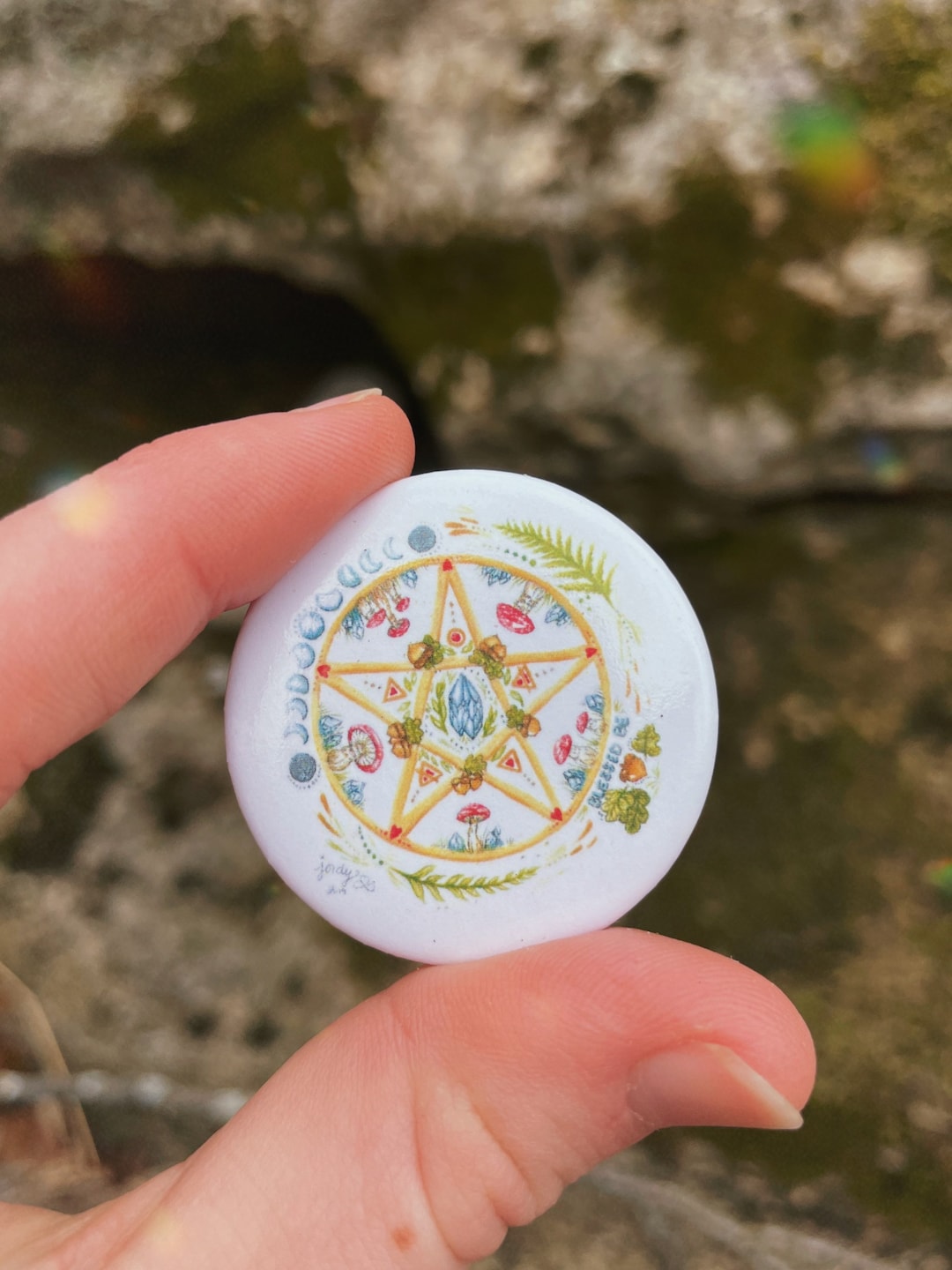 Fairy Pentacle Button / Nature Pentagram Button - Etsy