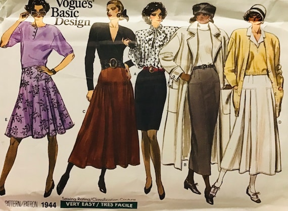 Sewing Pattern Vogue 1944 Womens Straight or Flared Skirt - Etsy