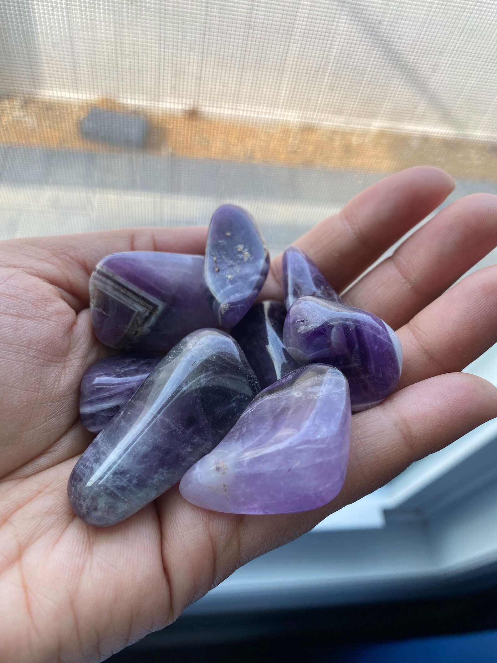 Banded Amethyst Tumbled Gemstones Amethyst with White Quartz | Etsy