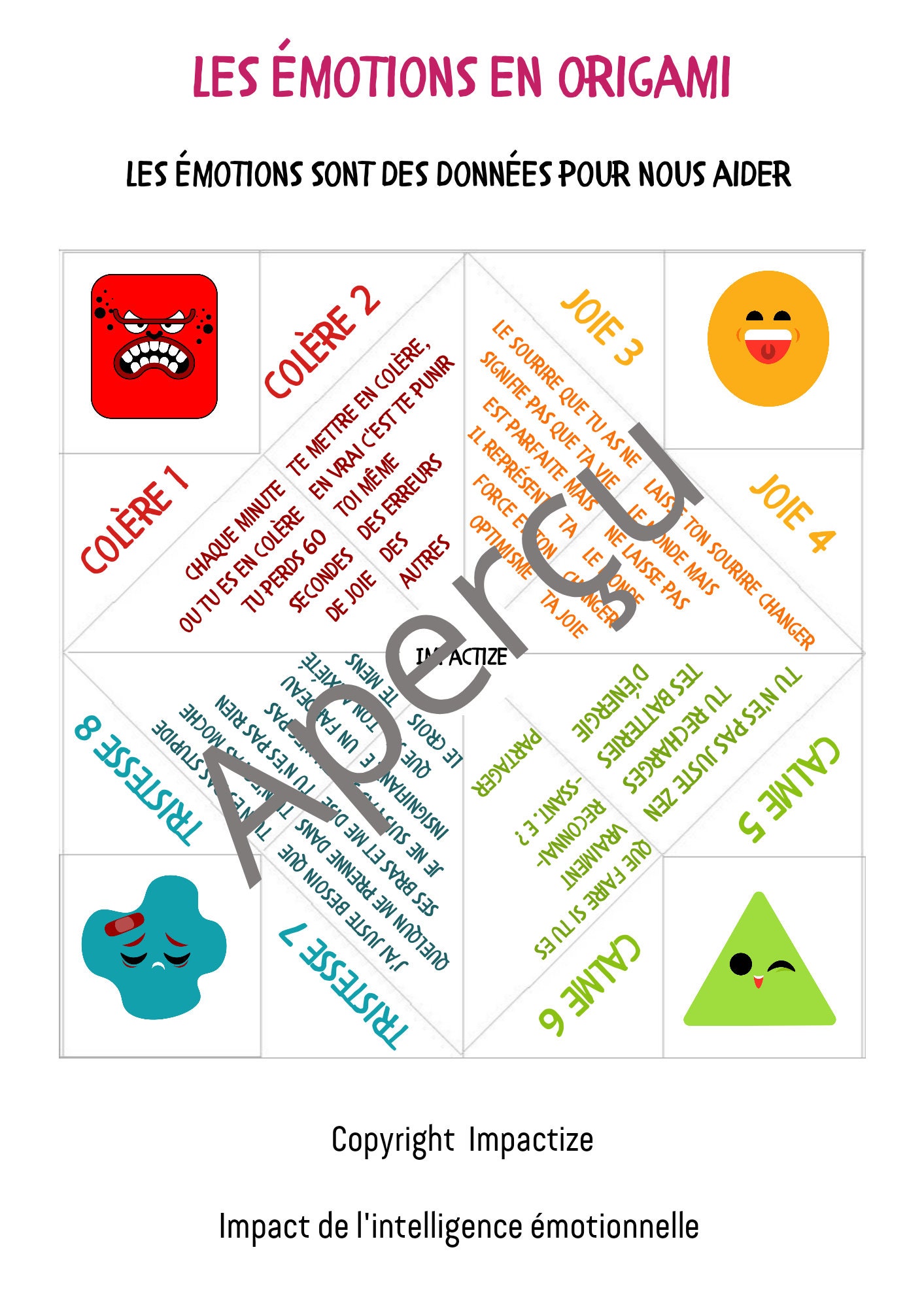 Educational Origami Emotions Games, Learning to Manage Your Emotions ...