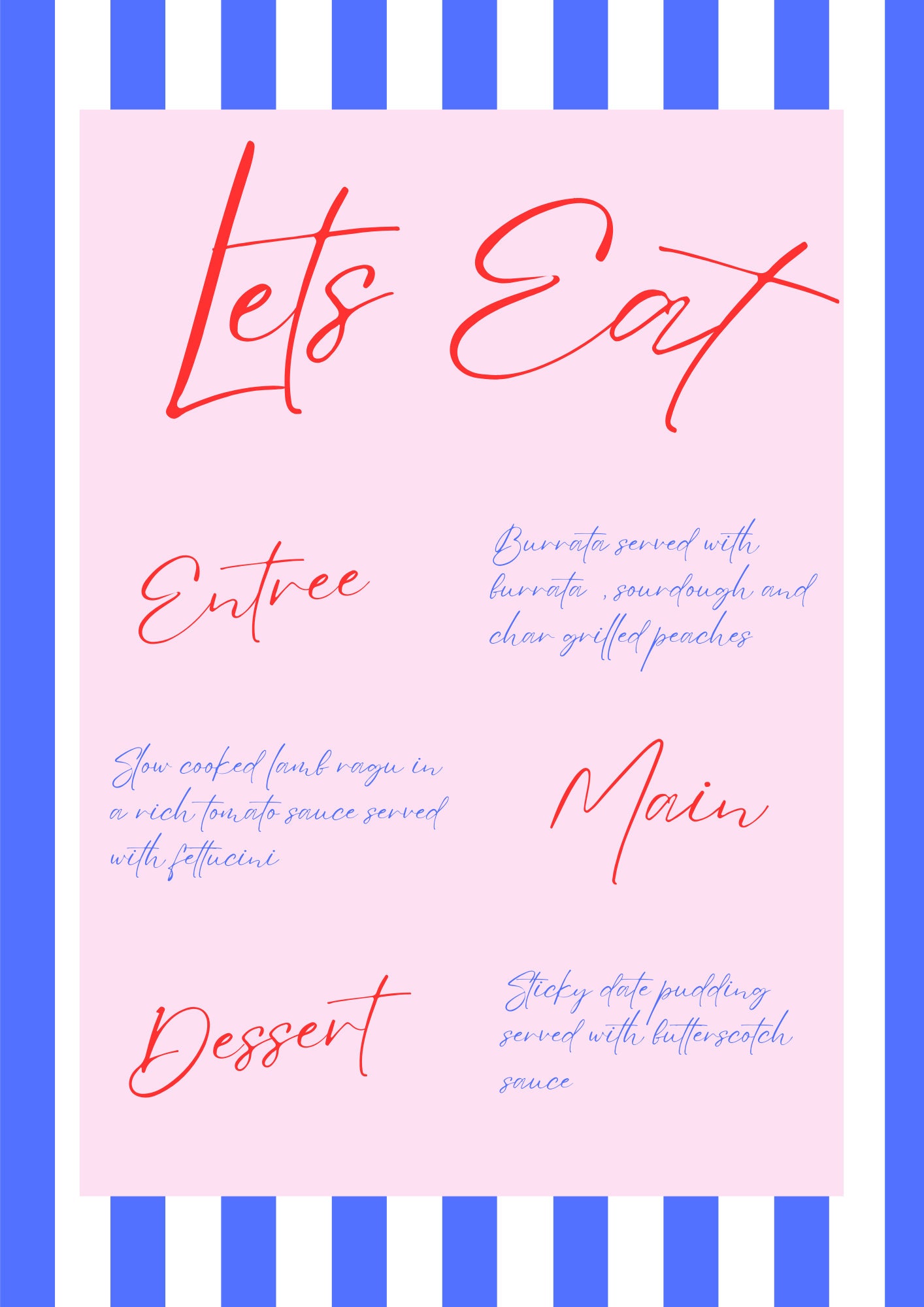 Customisable Dinner Menu Template - Etsy