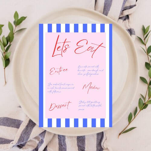 Customisable Dinner Menu Template - Etsy