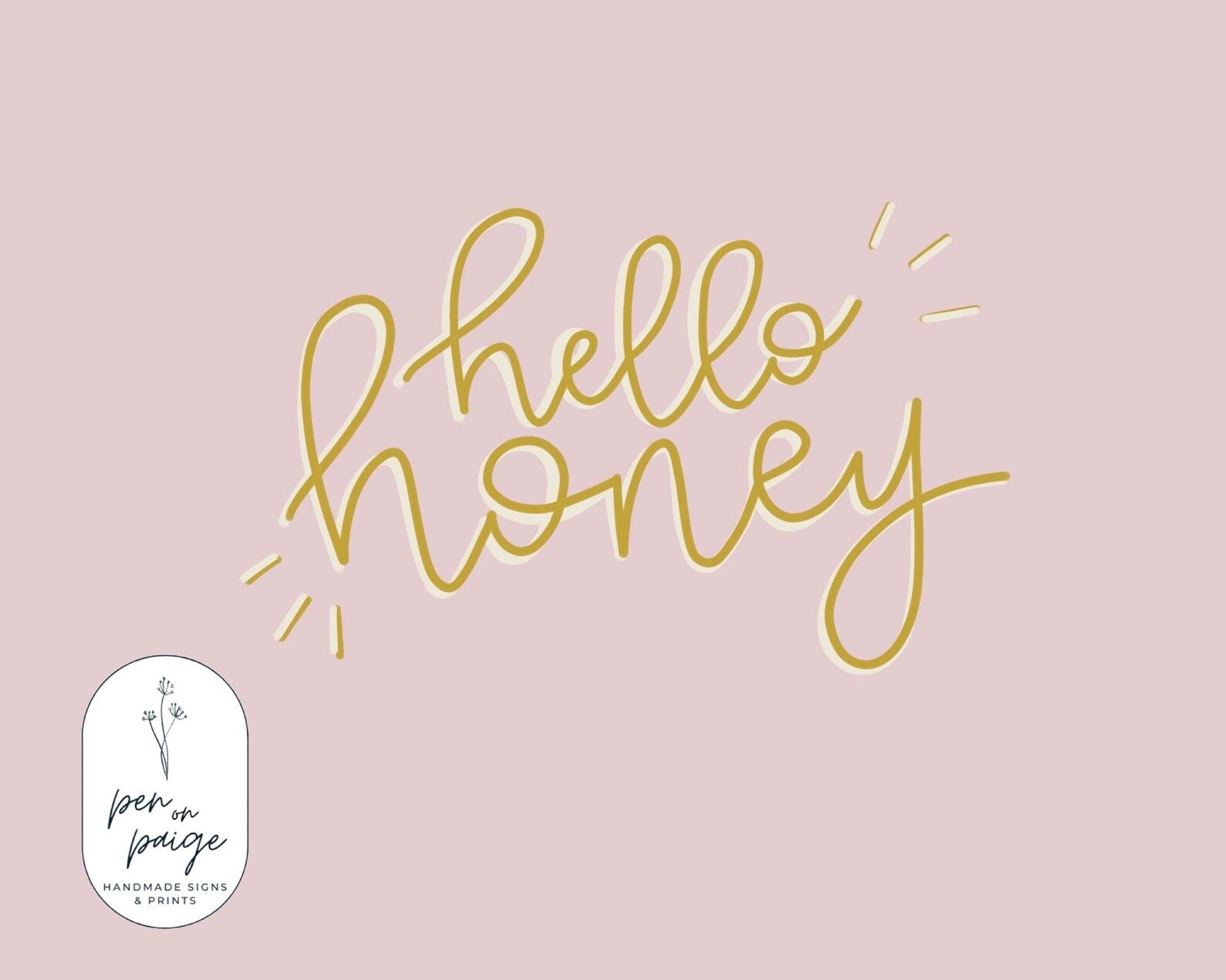 Hello honey // Hand lettered printable | Etsy