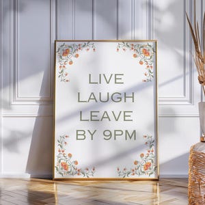 Live Laugh Leave by 9PM Print | Hand Drawn Neutral Art | Funny Boho ...