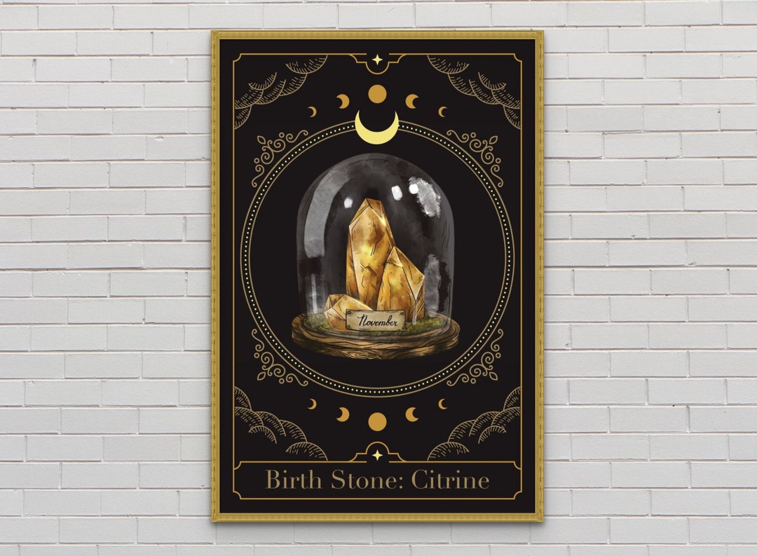 Citrine Wall Art Citrine Birth Stone Wall Art Crystals Art Print Boho ...
