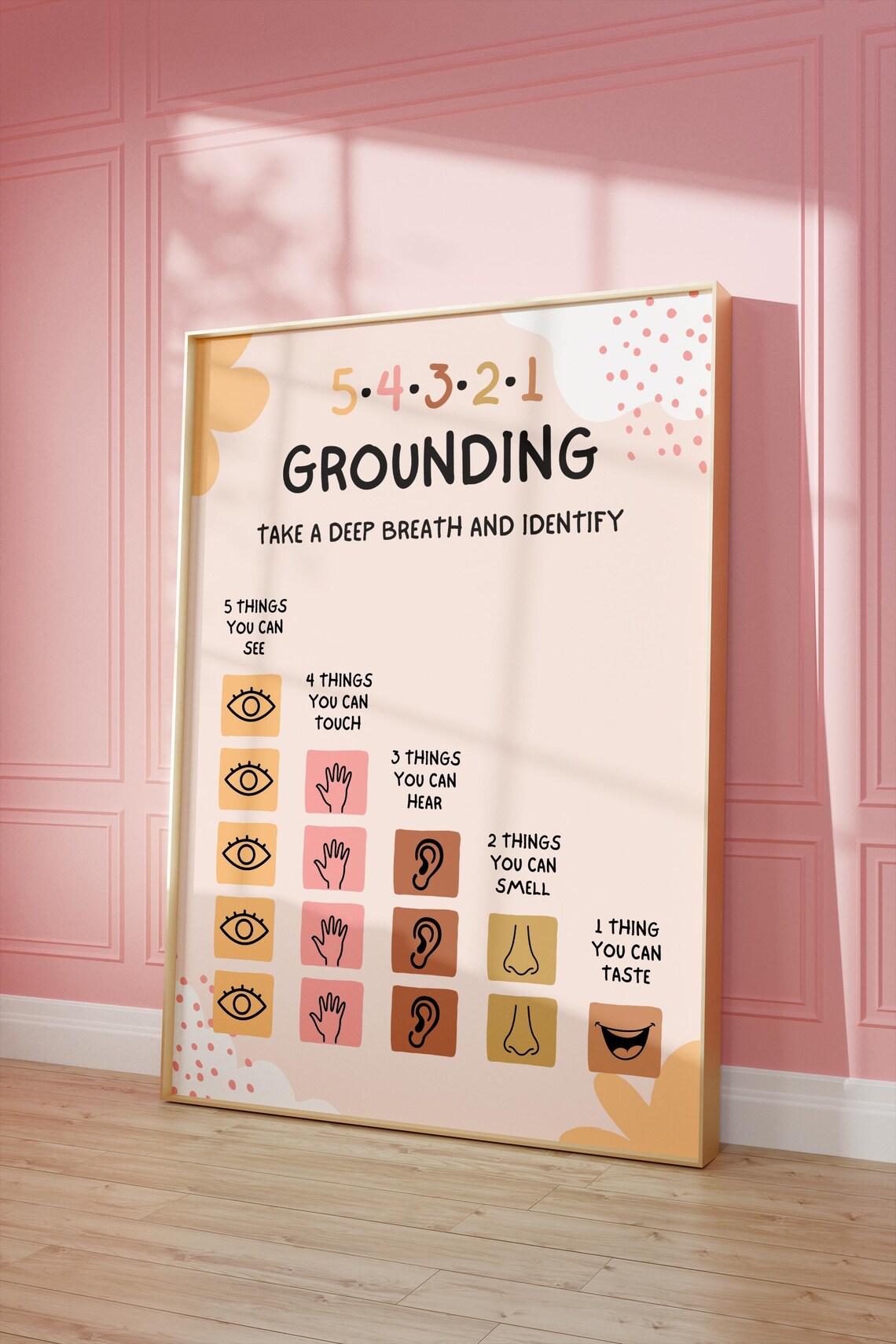 Grounding Technique Exercise Poster: Anxiety Management, Coping Skills ...