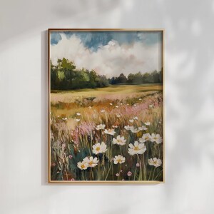 Spring Flower Field Landscape Oil Painting Art Print (digital Download ...