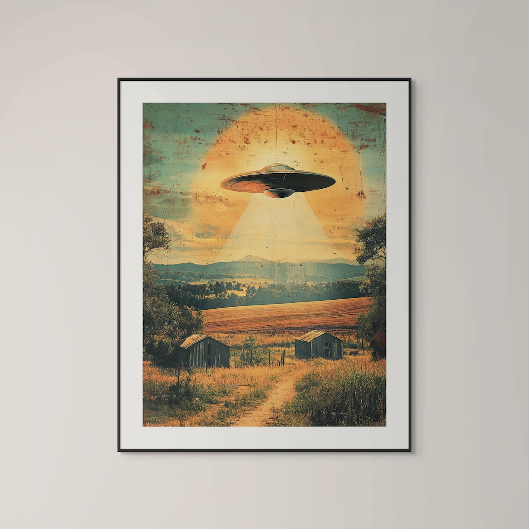 Sci-fi Western Art Print | Alien Abduction Poster | Retro UFO Poster ...
