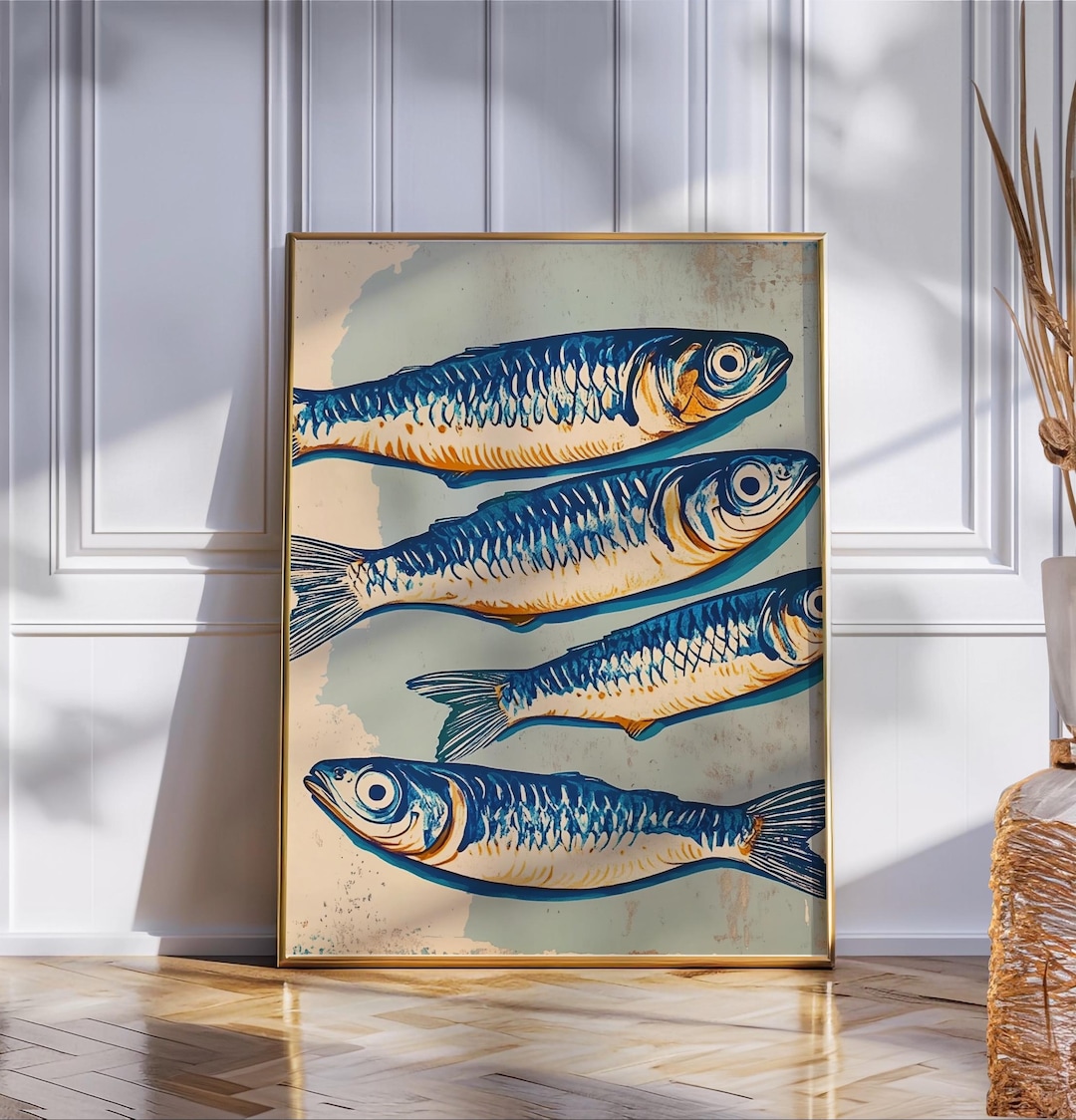 Sardines Print | Sardine Tin Vintage Poster | Retro Sardine Wall Art ...
