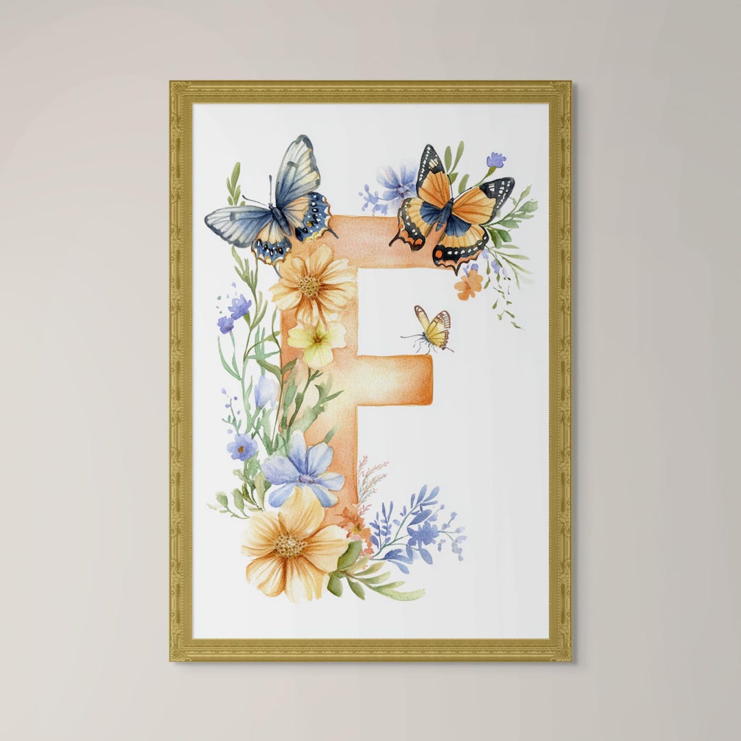Watercolor Monogram Printable Art Letter F Wall Art Watercolor Nursery ...