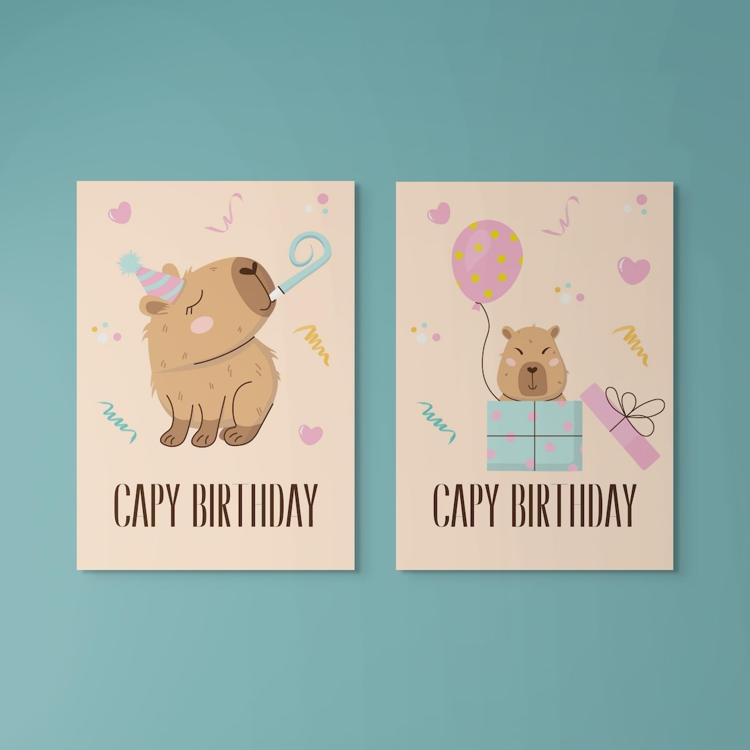 Capybara Printable Greeting Cards | Capy Birthday | Cute Capybara ...