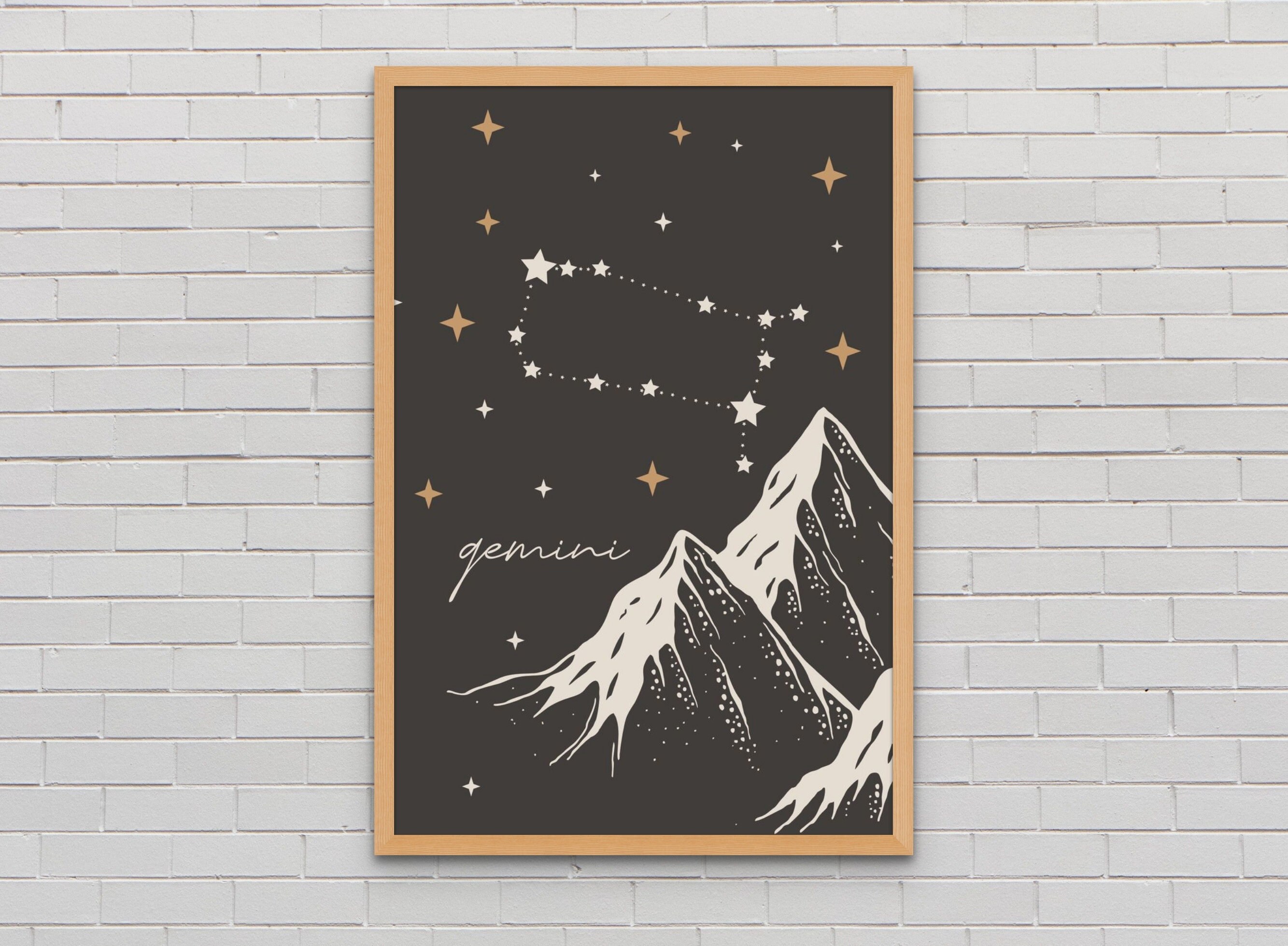 Gemini Wall Art Zodiac Sign Gemini Art Print Astrology Wall Art Zodiac ...