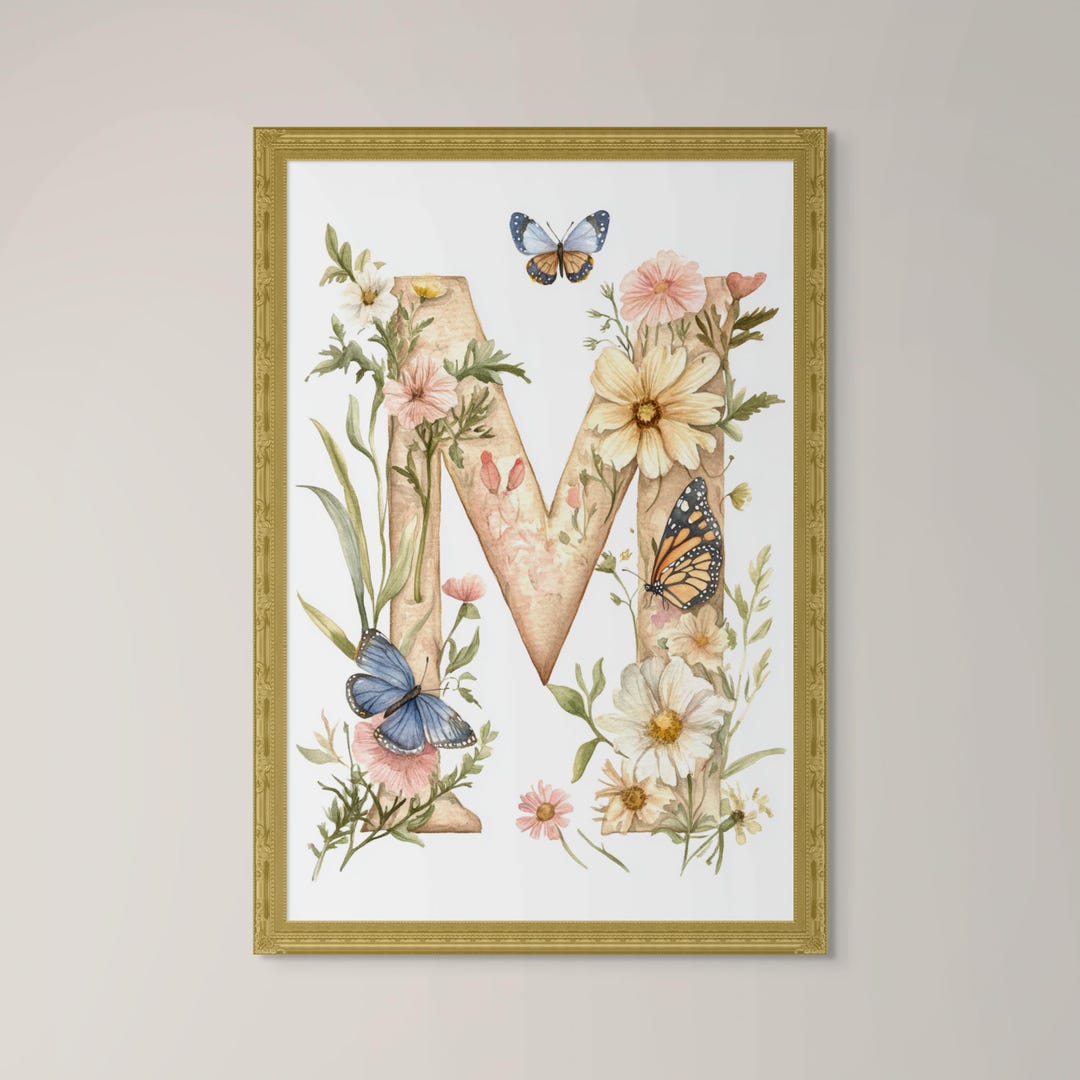 Watercolor Monogram Printable Art Letter M Wall Art Watercolor Nursery ...
