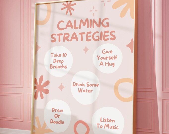 Calming Corner Strategies Poster Chart Therapy Office Decor Print ADHD ...