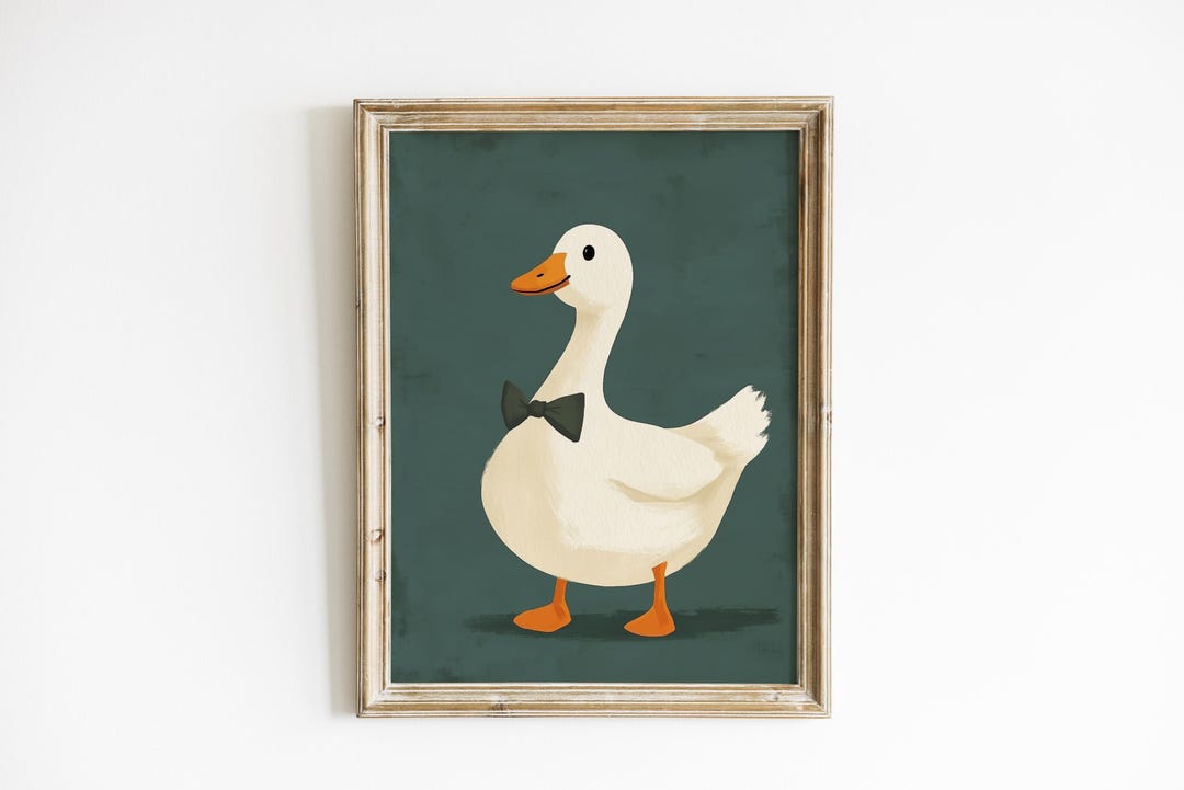 Silly Goose Wall Art | Cute Goose Poster | Green Nursery Decor | Farm ...