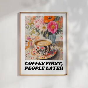 Coffee First | Retro Wall Art | Downloadable Art | Coffee Cart Print ...