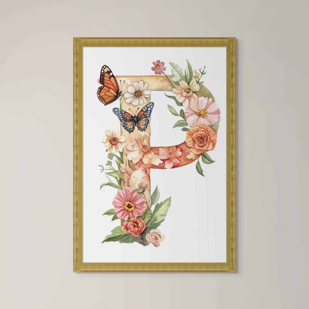 Watercolor Monogram Printable Art Letter P Wall Art Watercolor Nursery ...