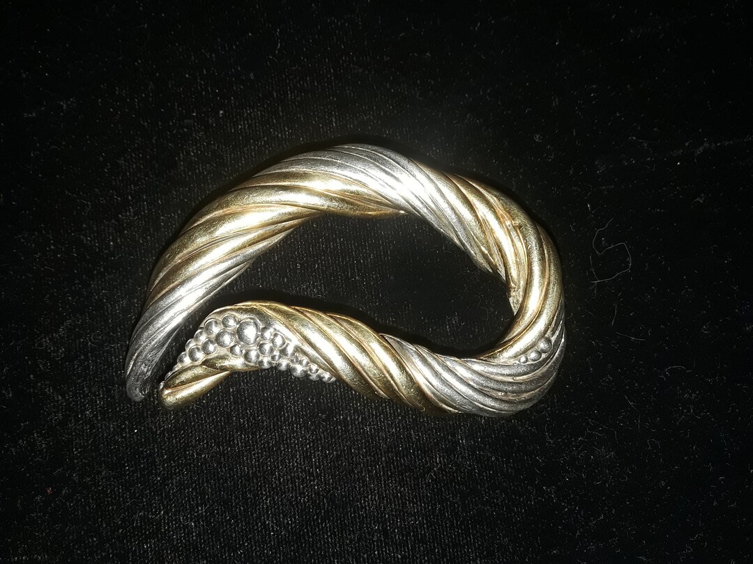 Sterling and Gold Vermeil JOE EUSTACE Zuni Artist (JE) Modernist Brooch ...