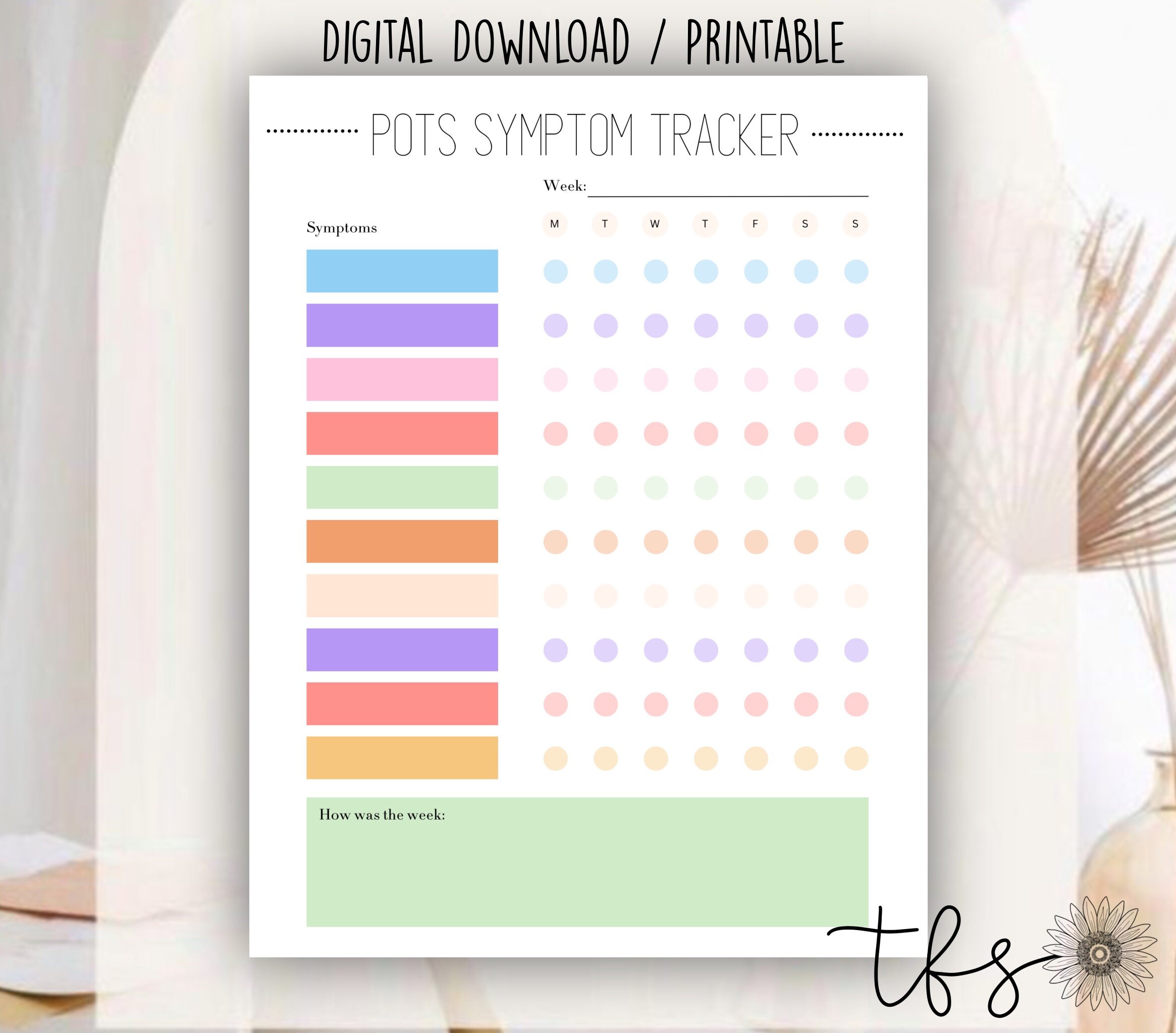 POTS Symptom Tracker, Chronic Illness Tracker, Colorful Tracker ...