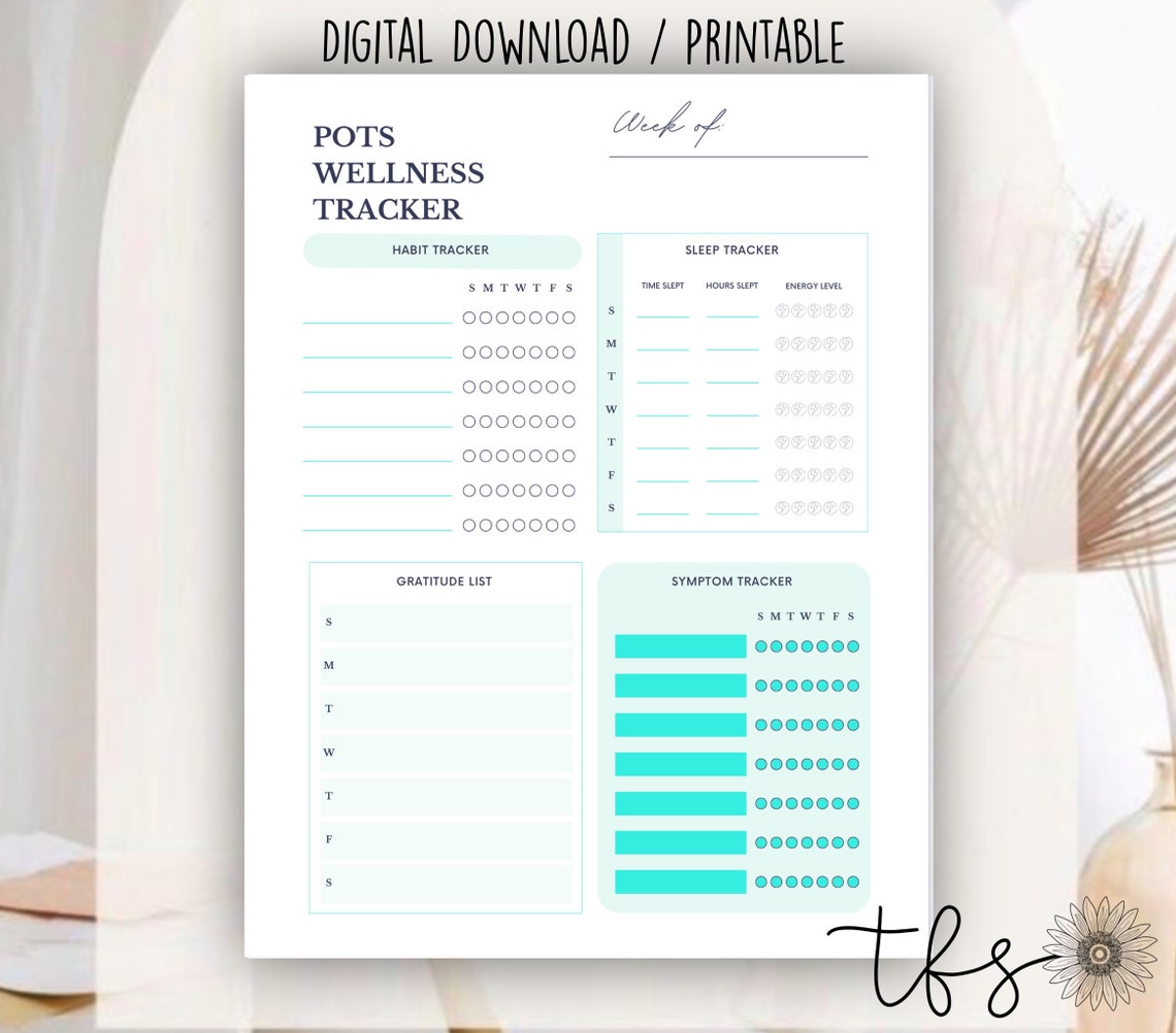 POTS Wellness Tracker, Chronic Illness, Habit, Sleep, Gratitude ...